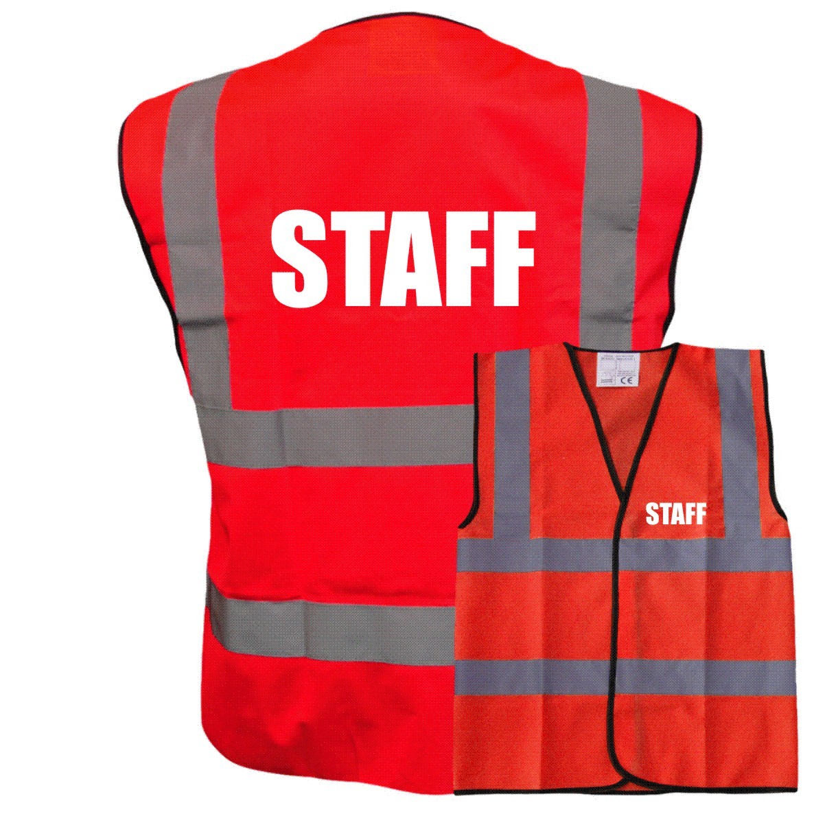 PRINTED EVENTS RED HI VIS VESTS, STAFF, MARSHAL, VOLUNTEER,EVENT ...
