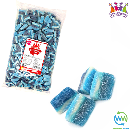 FIZZY BLUE RASPBERRY SLICES Sweets GUMMY Candy SOUR JELLY Kingsway PICK ...