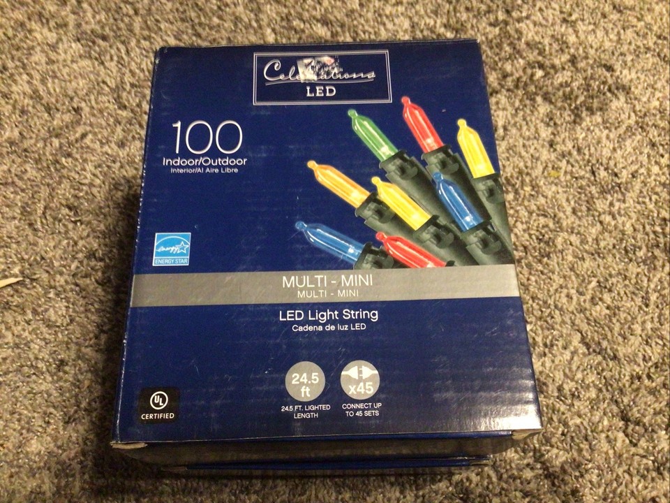 Celebrations LED Mini Multicolored 100 ct String Light Set (2) Box Lot ...