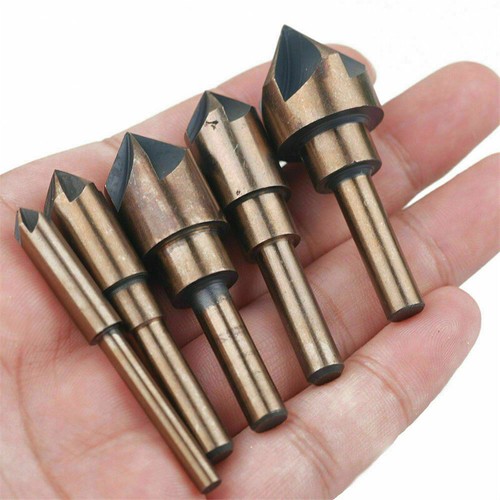 5PCS Chamfer Countersink Deburring Drill Bit Set Crosshole Cutting ...