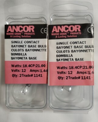 Lot × 4 Ancor 521141 Marine Light Bulb Single Contact Bayonet 12V 1.44A ...