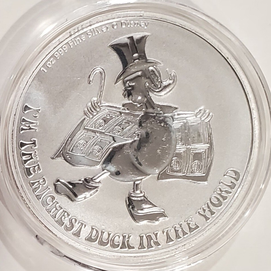 2022 Disney Scrooge Mcduck 1 oz. 999 Silver Coin 2 dollar Niue Greedy ...