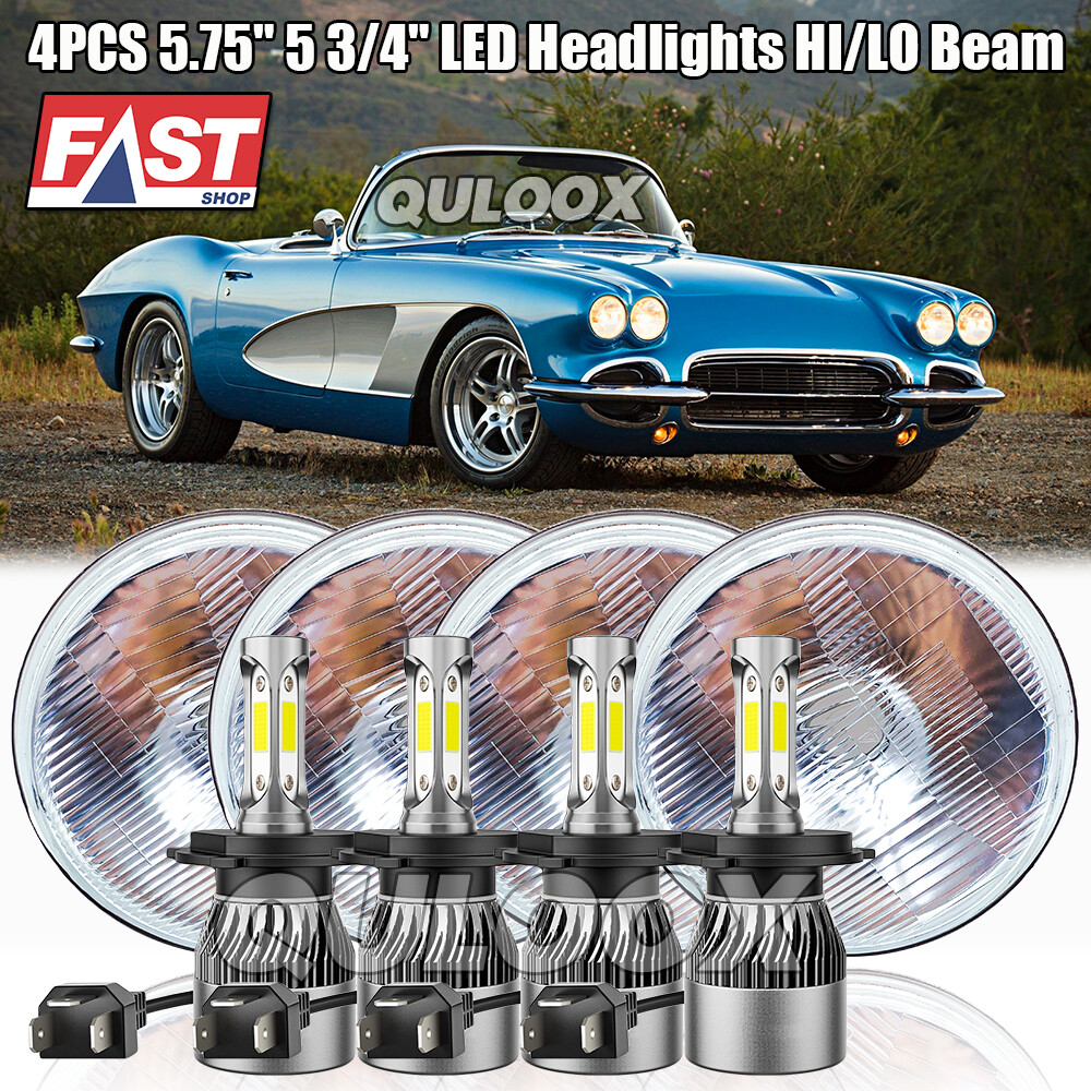 4pcs 5.75 5-3/4" inch Car LED Headlights for Chevy GMC Corvette C1 C2 ...