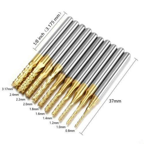 CNC End Mill Cutter Mini PCB Carbide Router Bits Kit Set 0.8-3.175 MM ...