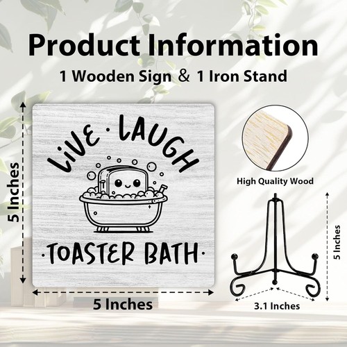Funny Bathroom Decor Live Laugh Toaster Bath Wooden Sign Cute White | eBay