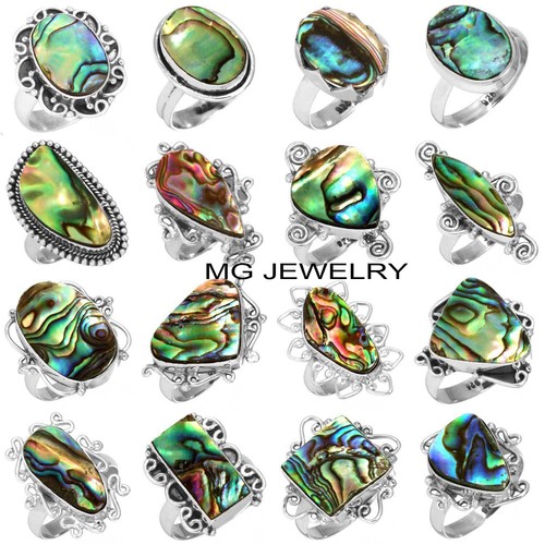 100 PCs Lot Natural Abalone Shell Gemstone 925 Sterling Silver Overlay ...