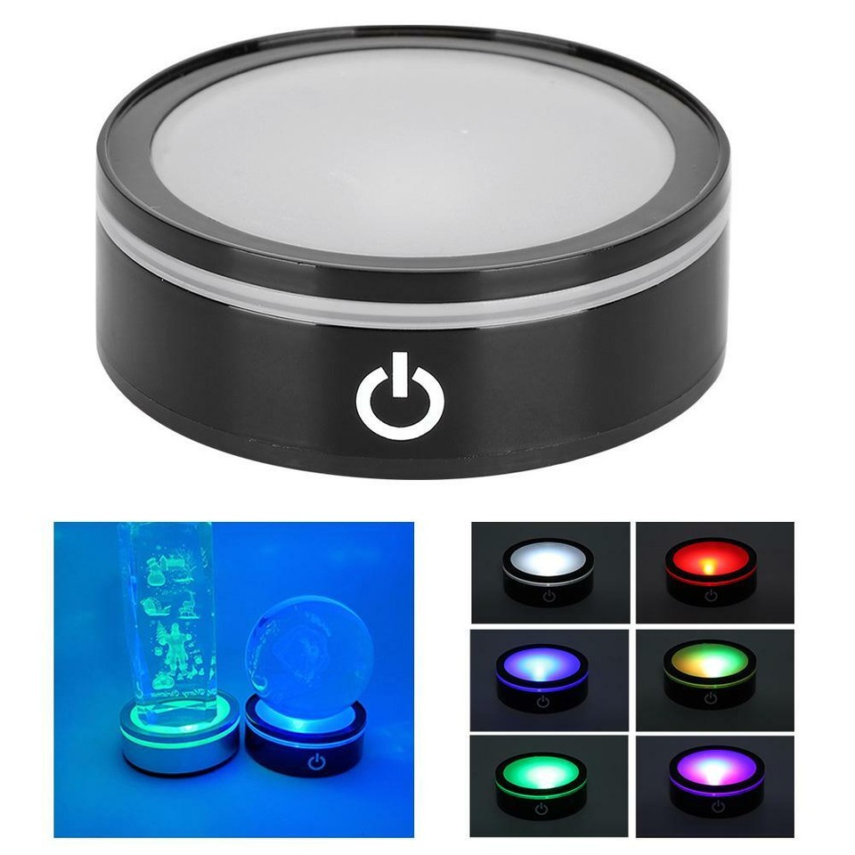 Black Colorful Round 3D Lasers LED Light Up Stand Lamp Base Display CT0 ...