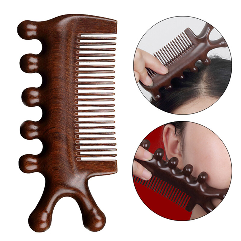 3 in1Body Meridian Massage Comb Sandalwood Five Wide Tooth Comb Anti ...