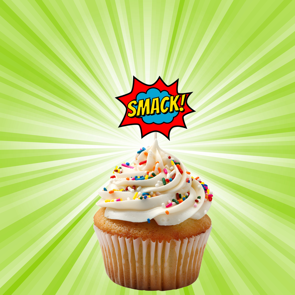 Comic Book Signs Cupcake Toppers 12 Pack Superhero Cake Decorating ...
