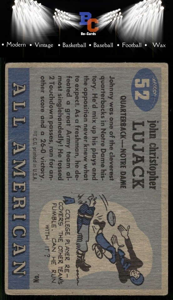 1955 Topps All-American #52 Johnny Lujack | eBay
