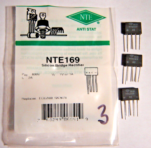 3 pack NTE169 Silicon Bridge Rectifier, 600V 2 A Single Phase Full Wave | eBay