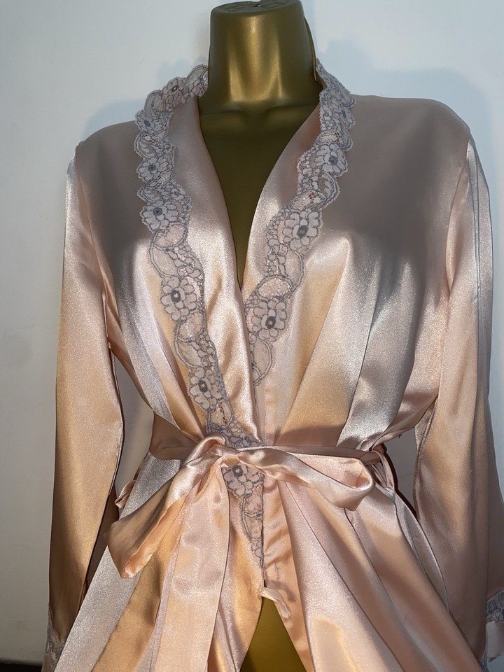 VTG ST MICHAEL PINK LIQUID SATIN DRESSING GOWN SIZE 12 | eBay UK