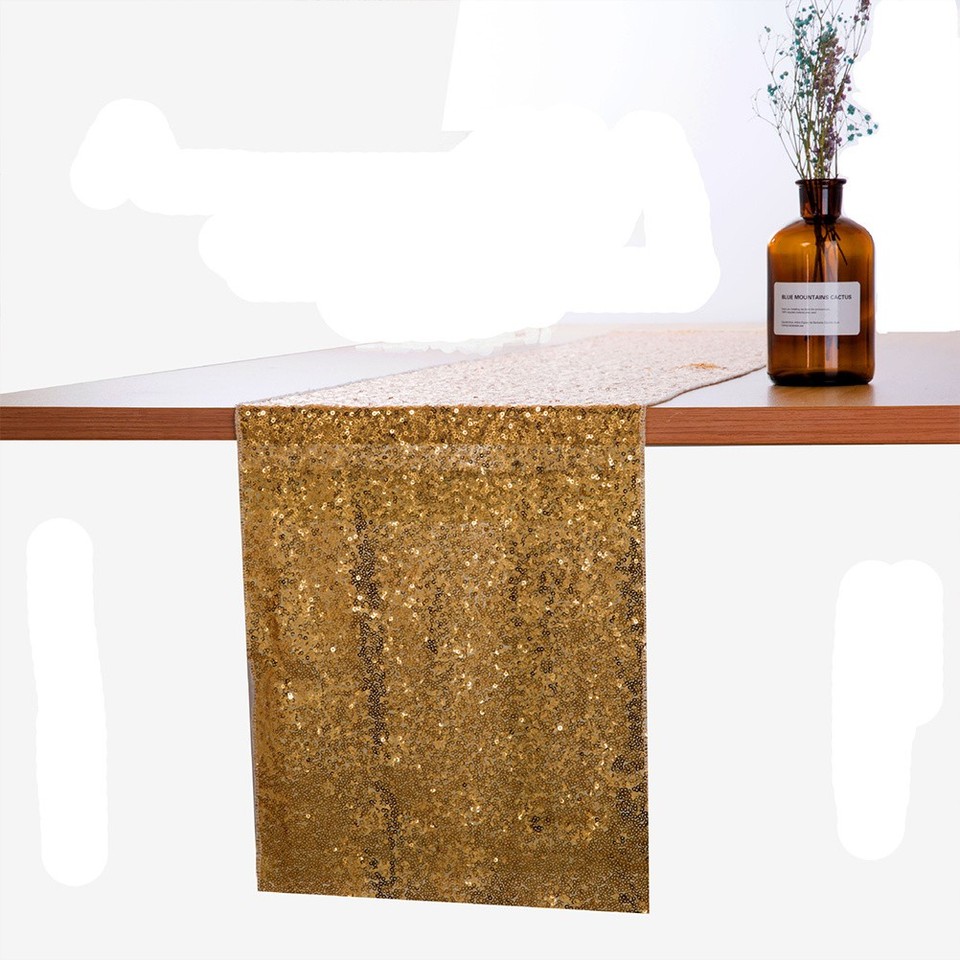 Elegant Party Table Runner With Golden Paillette Table Cloth For ...