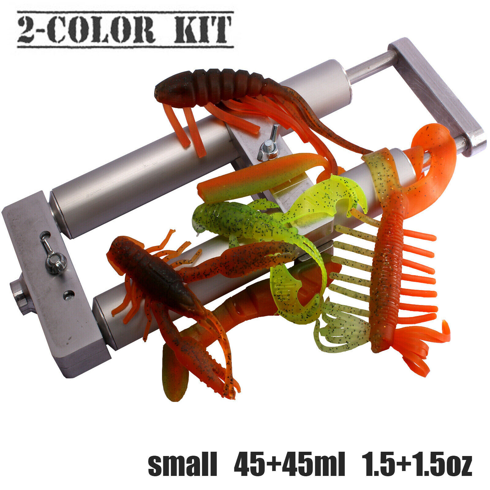 CooB Aluminium Soft Lure Injector Mold 2x45 ml for Plastisol Dual Color ...