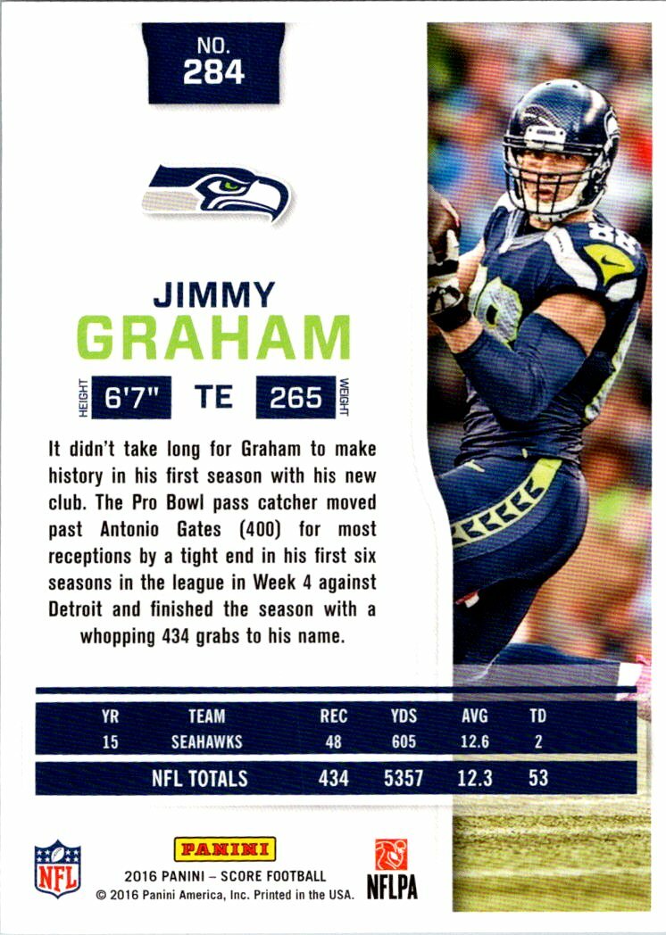 Jimmy Graham 2016 Score #284 Seattle Seahawks Football Card | eBay