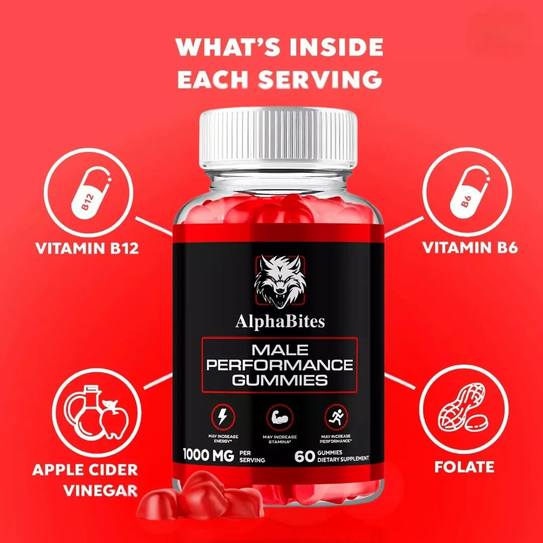 (5 Pack) Alpha Bites Male Gummies for Men Performance Alphabites (300 ...