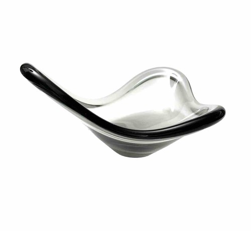 11” Holmegaard bowl Per Lutken signed Smokey grey glass mcm biomorphic ...