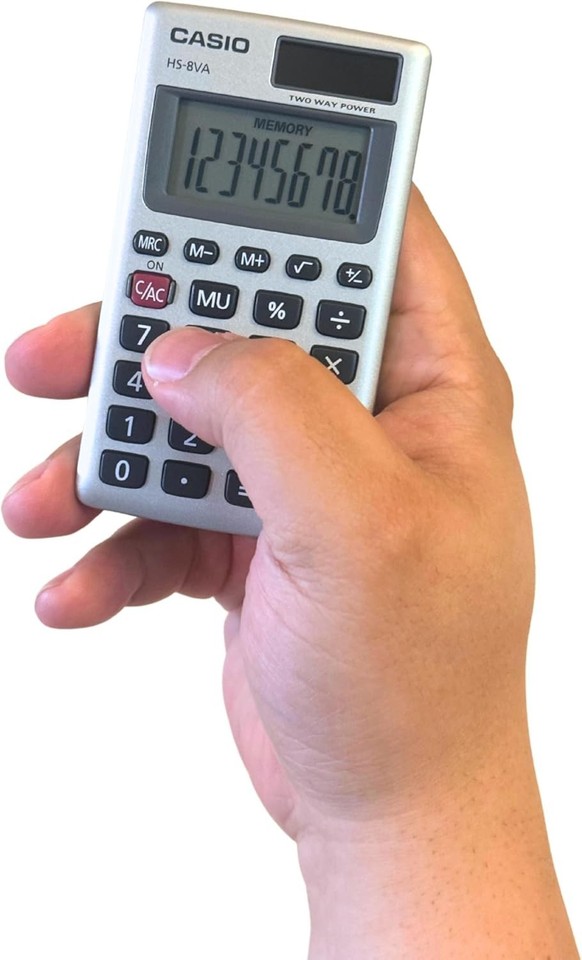 Casio HS-8VA Solar Powered Function Calculator Standard 8 Digit LCD ...