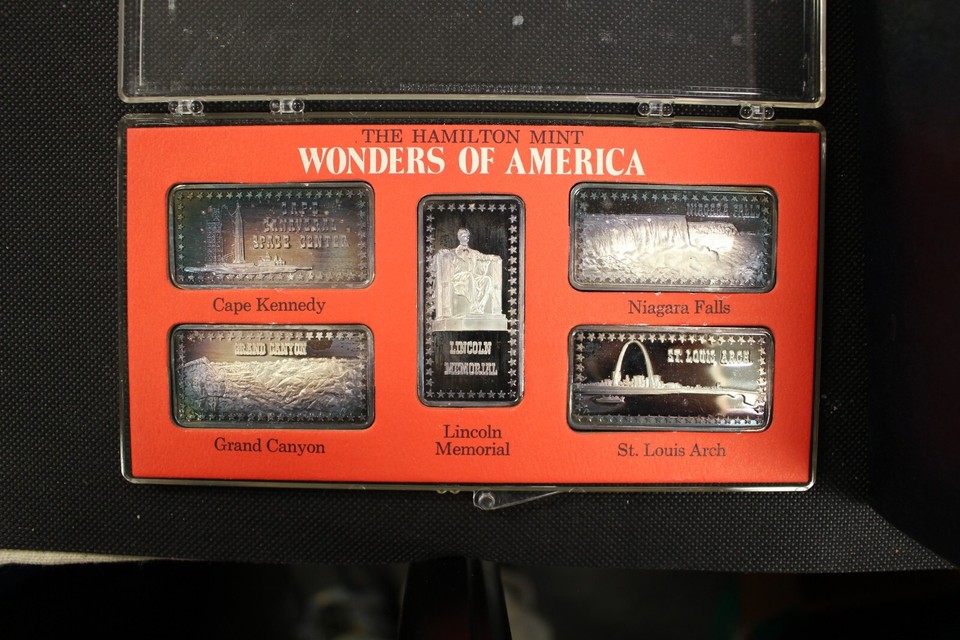 Hamilton Mint Wonders of America Silver Ingots Complete Set in Original ...