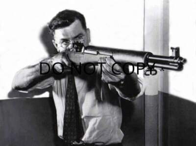 ANTIQUE 8X10 REPRODUCTION PHOTOGRAPH JOHN GARAND WITH HIS DESIGNED M1 ...