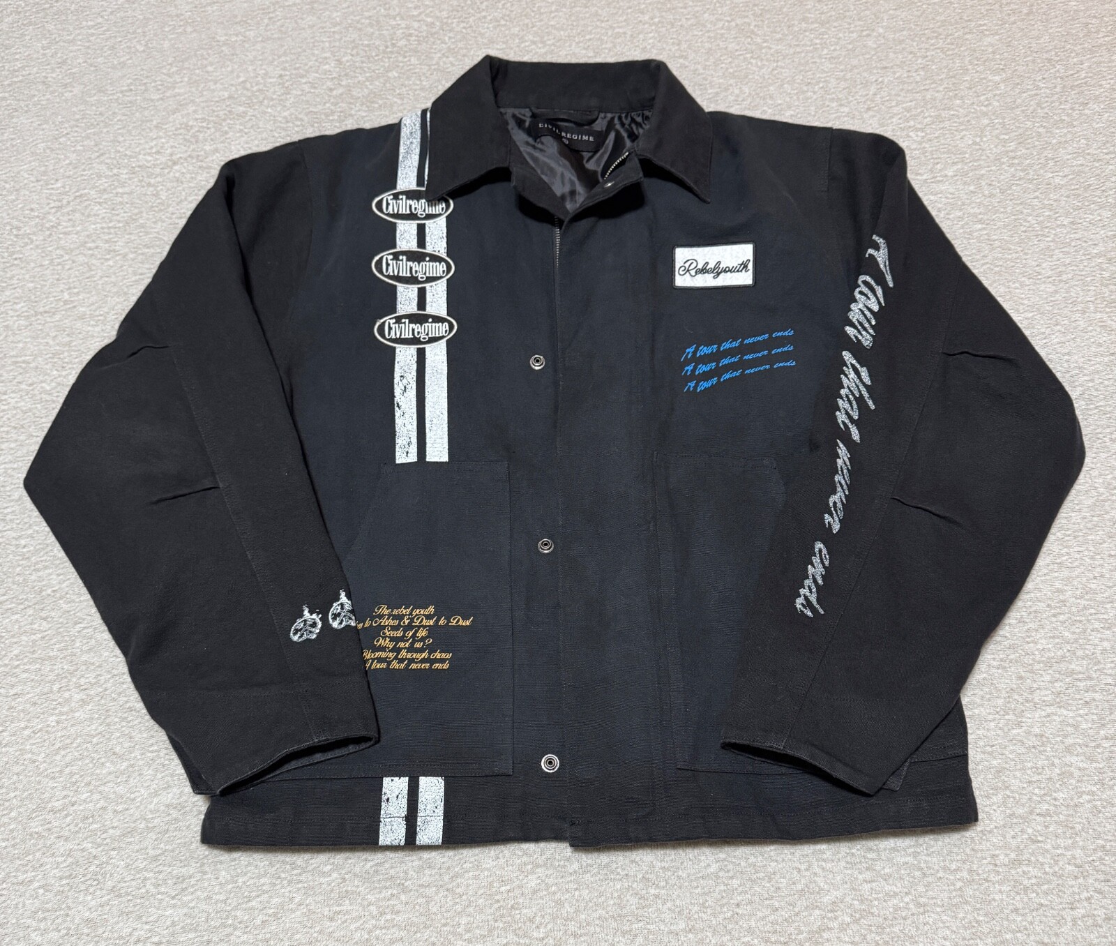 Civil Regime Canvas Work Jacket Rebel Youth Black Lar… - Gem