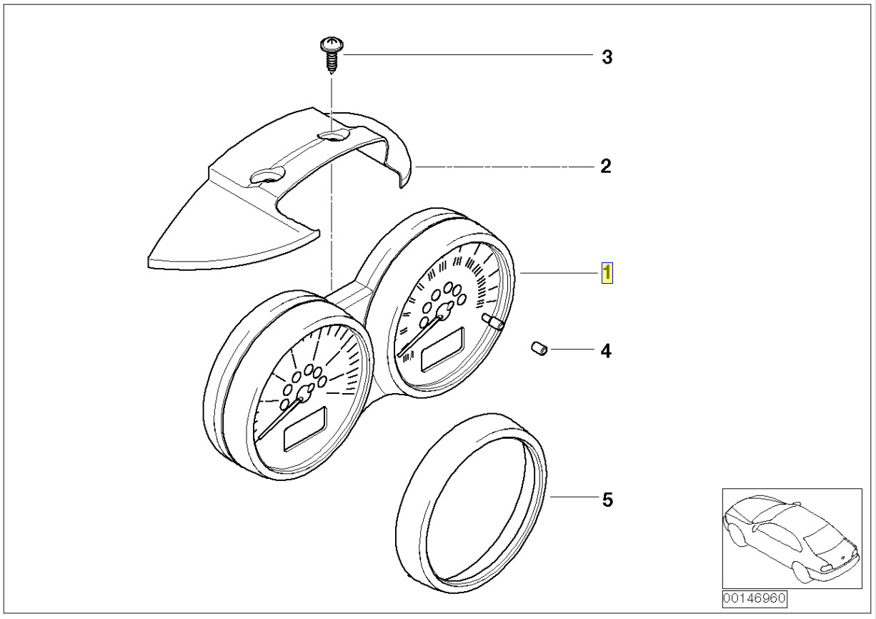MINI R50 R53 Rev Counter Tacho Dial Fascia AR4201T3 Used Genuine | eBay