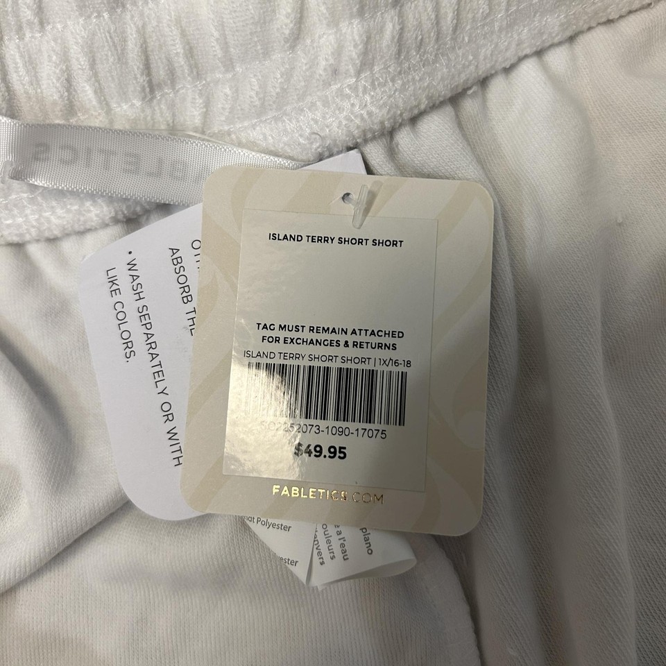 Fabletics Women's Island Terry Short Shorts), size 1X (16-18), White | eBay