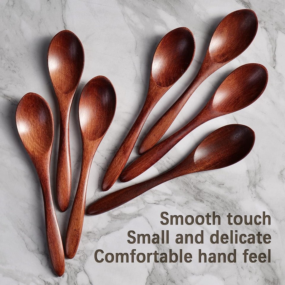 12/24/36/48Pcs Small Wooden Spoons 5.78" Honey Spoons for Tea Smooth ...