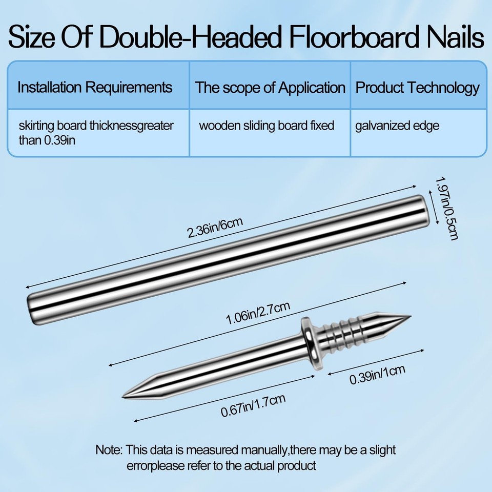 250 Pack Double-Headed Skirting Nails With Sleeve Tool - Double Sided ...