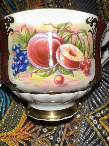 Paragon Peach Cherry Grapes Burgundy & Pink Cup & Saucer | eBay