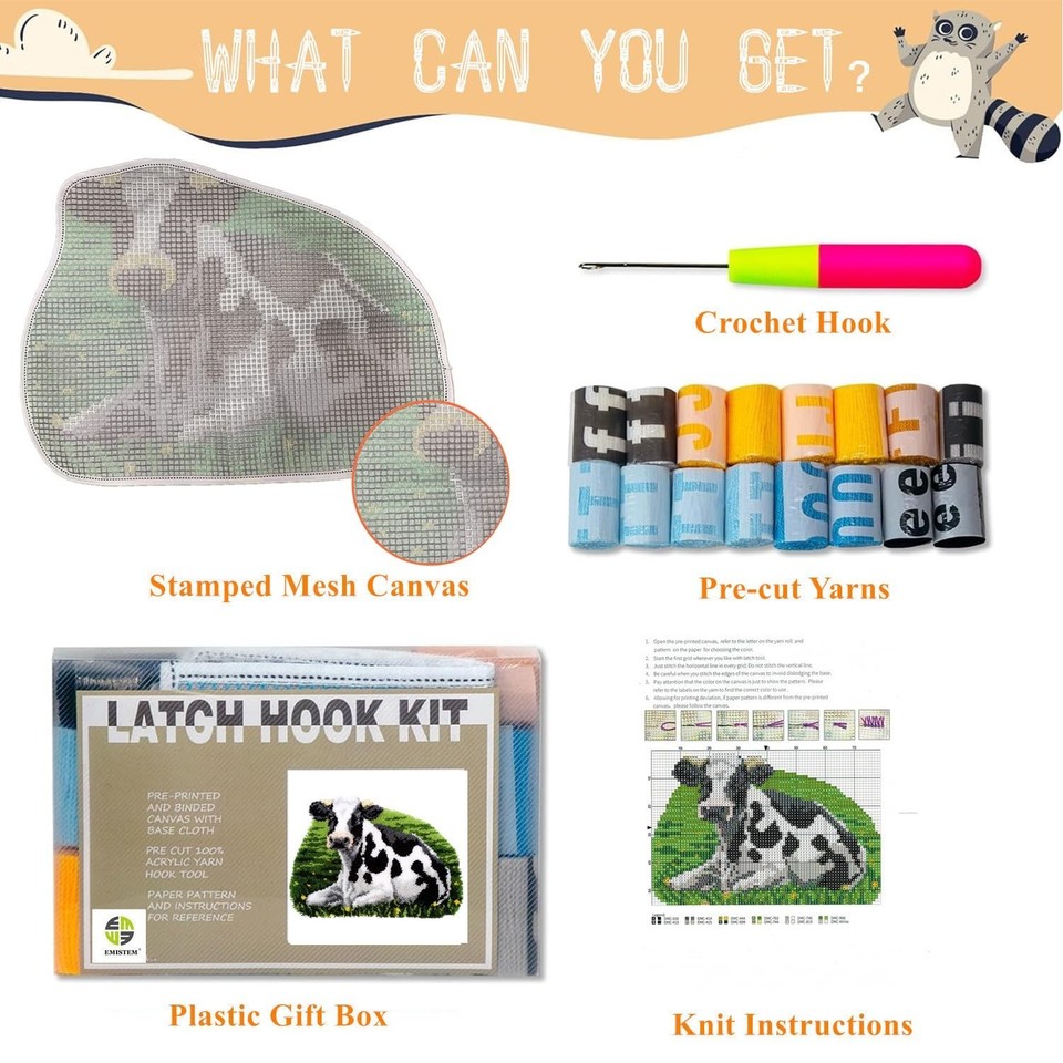 EMISTEM Latch Hook Kits for Adults - DIY Latch Hook Rug Kits, Crochet ...