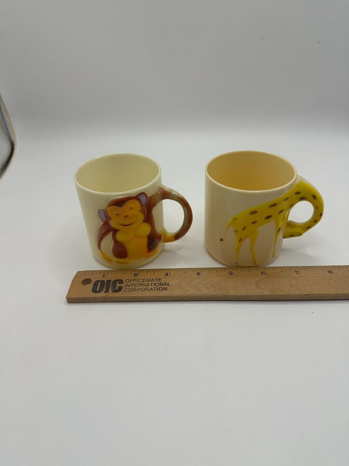 Set 2 Vtg Zoo Animals Children Cups Mugs Monkey Giraffe 3D Retro ...