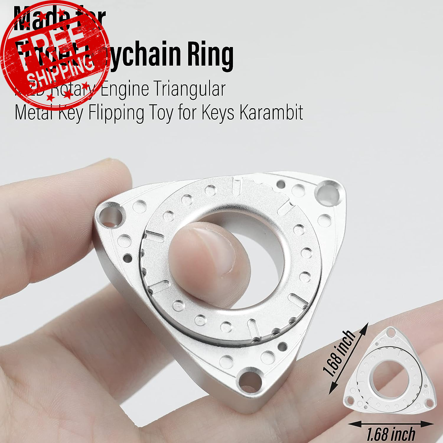 Rotary Engine Keychain Spinner Fidget Ring Toy, Metal Key Flipping Toy ...