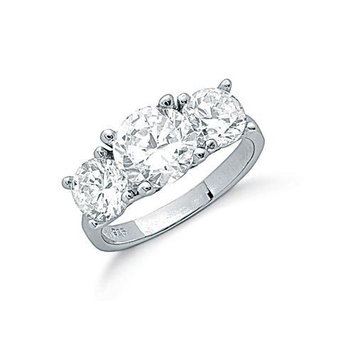 Sterling Silver Three Stone Claw Set Trilogy Dress Ring | eBay