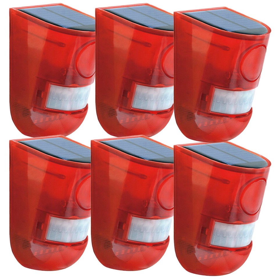 Solar Motion Sensor Alarm 129dB Loud Warning Light Outdoor Security ...