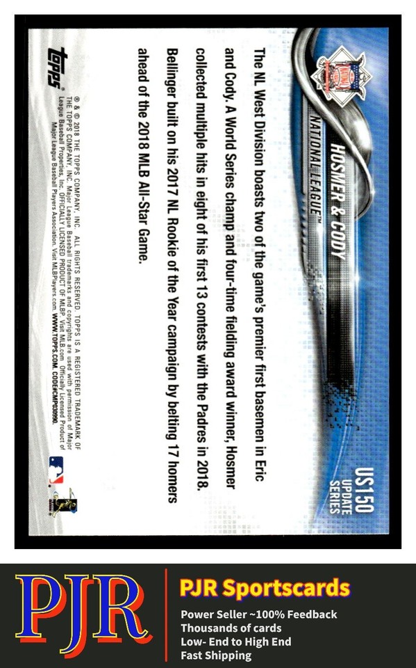 2018 Topps Update #US150 Get Off My Base (Bellinger / Hosmer) Dodgers ...