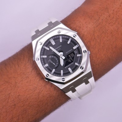 CASIO G-SHOCK GA-2100 CUSTOM CASIOAK MOD STAINLESS STEEL SILVER * New ...