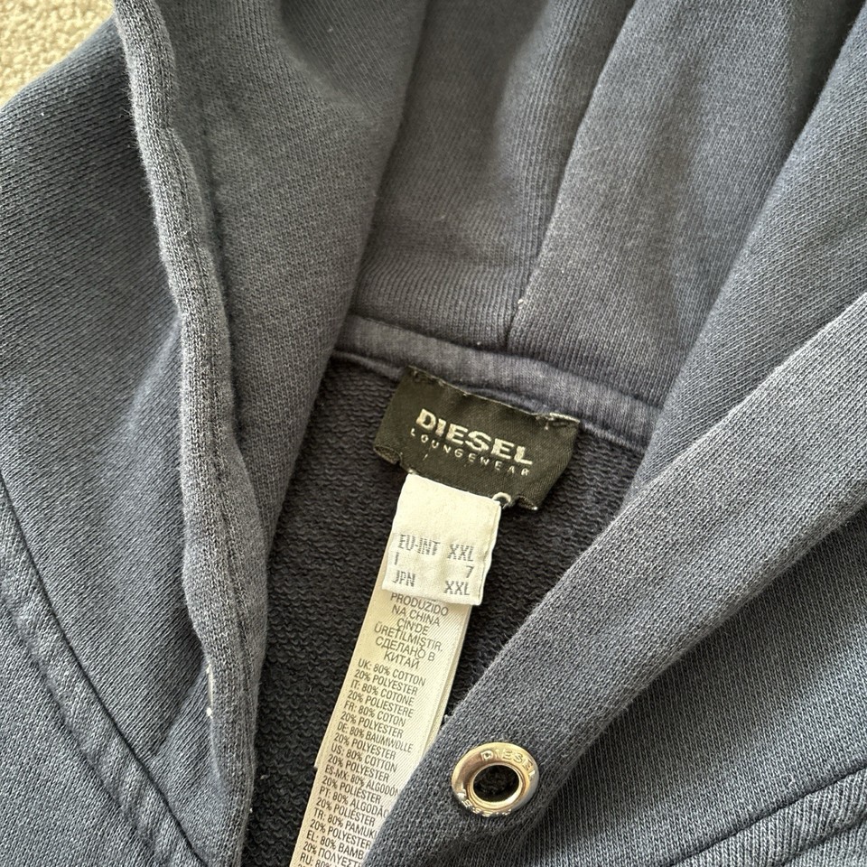 Mens Diesel Zip Up Hoodie Jacket Navy 2XL Loungewear Full Zip | eBay UK