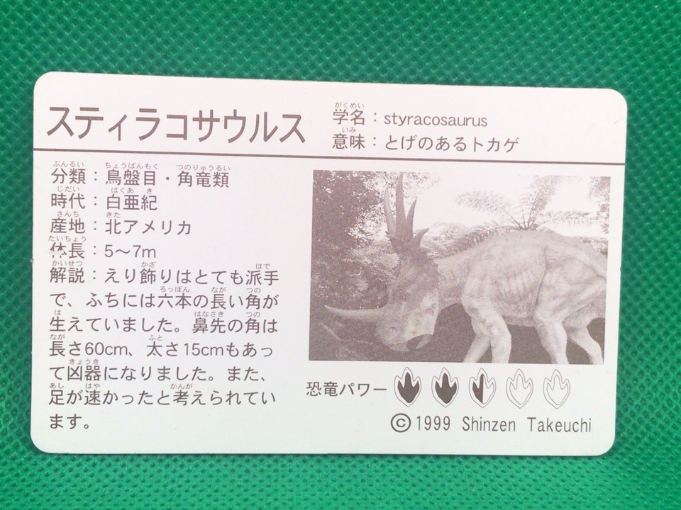 Styracosaurus Dinosaur 3D card 1999 Shinzen Takeuchi Japanese very rare ...