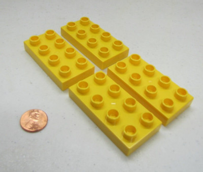 Lego Duplo 4 Thin 2X4 Yellow Bricks Blocks Building Block House Castle ...