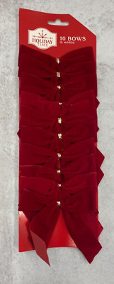 1 pack of 10 red velvet bows 4" xmas tree farmhouse decor | eBay