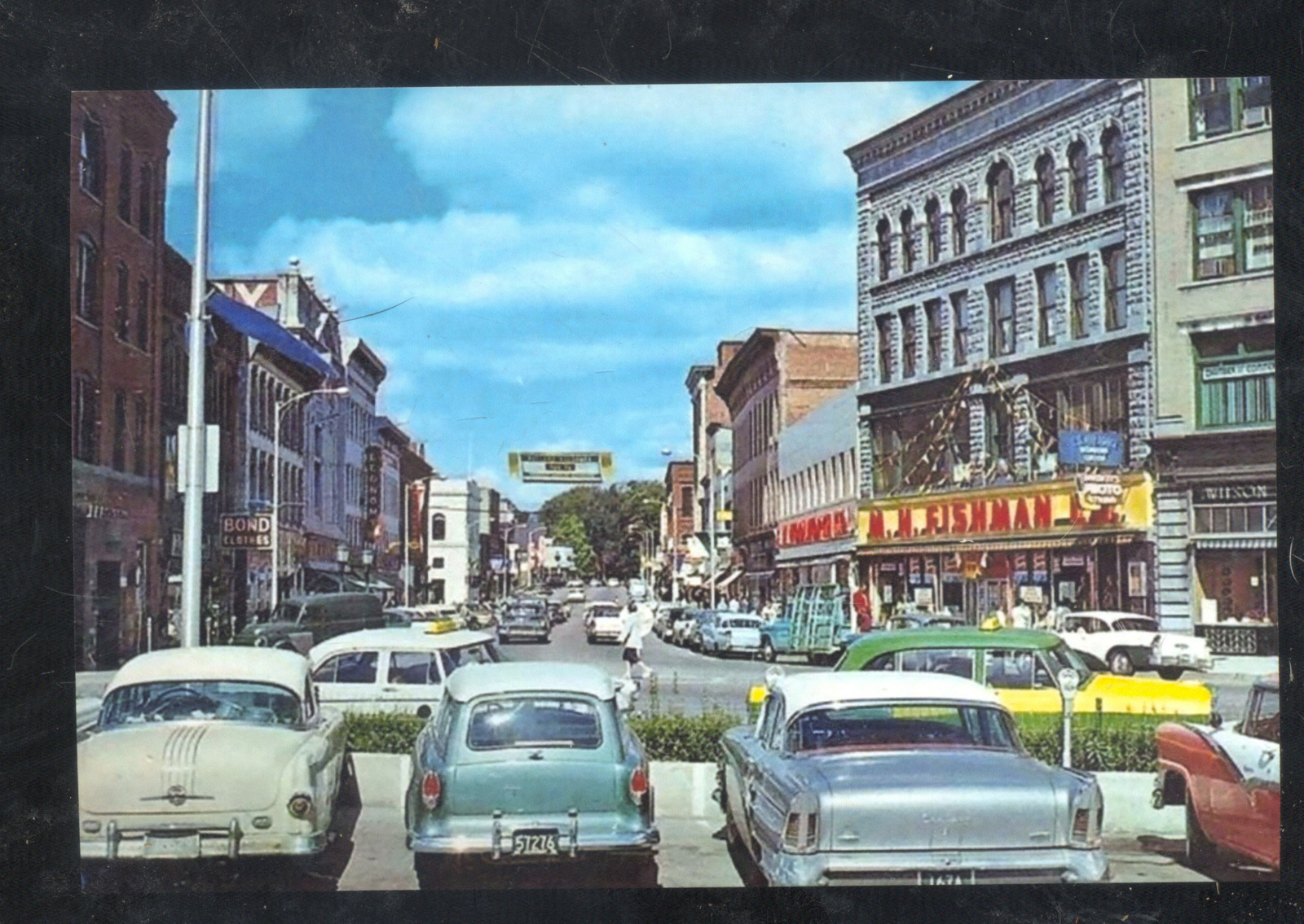 RUTLAND VERMONT DOWNTOWN STREET SCENE 1950's CARS STORES POSTCARD COPY ...
