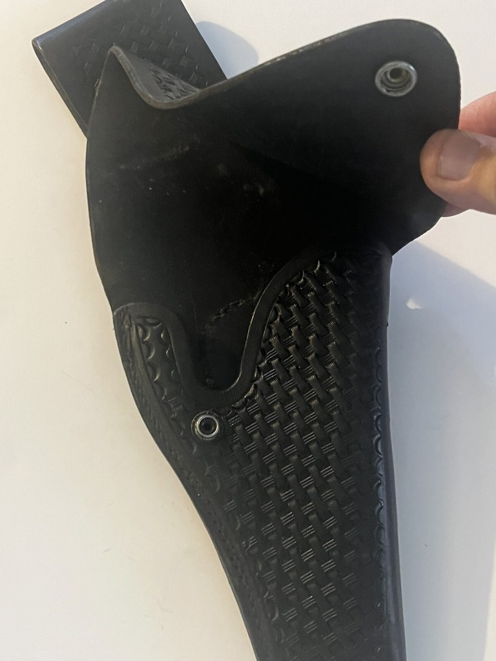 NICE 1970s-80s 🇺🇸 VINTAGE BLACK LEATHER POLICE ISSUE GUN BELT HOLSTER ...