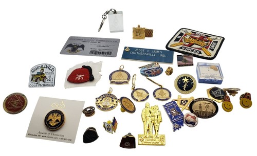 Masonic Memorabilia Lot Pins Medals Badges Nameplate Keychain Patch ...