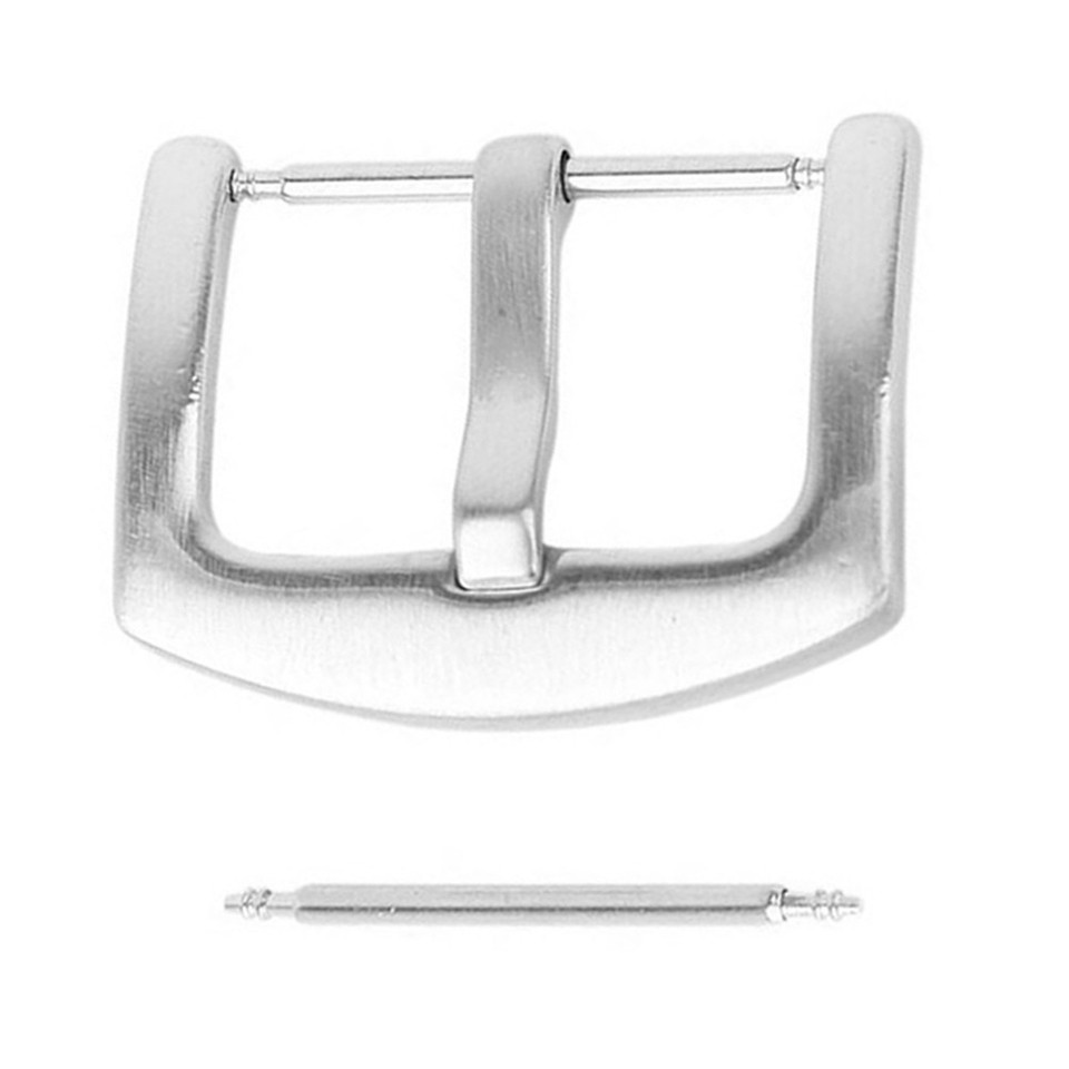 22mm Solid Watch Band Strap Pin Clasp Buckle with Spring Bar (Silver ...