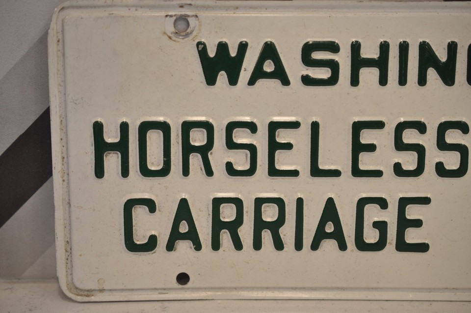1955 WASHINGTON HORSELESS CARRIAGE LICENSE PLATE 599 Antique Vintage ...
