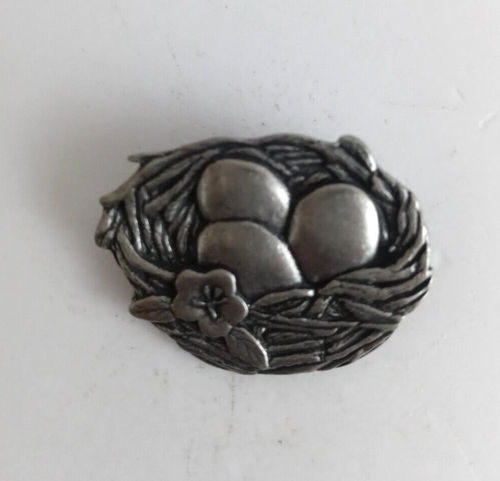 2007 Birds & Blooms Limited Edition Silver/Pewter Birds Nest Lapel Hat ...