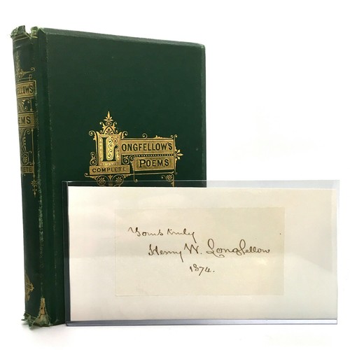 SIGNED 1874 Poetical Works Of Henry Wadsworth Longfellow Autograph ...