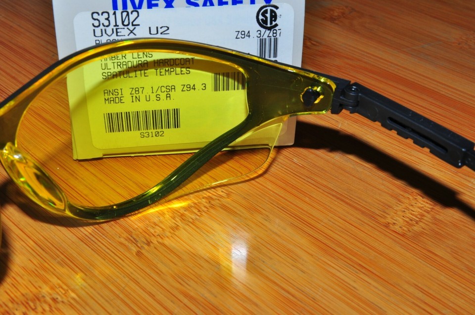 Uvex U2 Eyewear Safety Glasses S3102X Black Frame Amber Yelow Lens Made ...