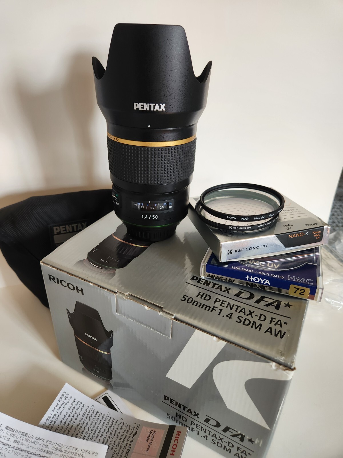 Pentax HD D-FA 50mm F/1.4 SDM AW Lens MINT, includes 2 extra HNC UV ...